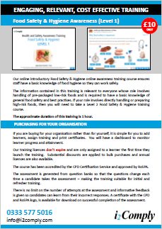 Online Level 1 Food Hygiene Course | i2Comply